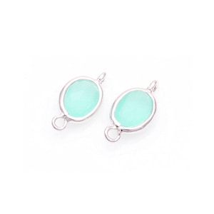 2pcs - Mint Color Glass and Gold Framed Connector / Mint / Green / 16k ...