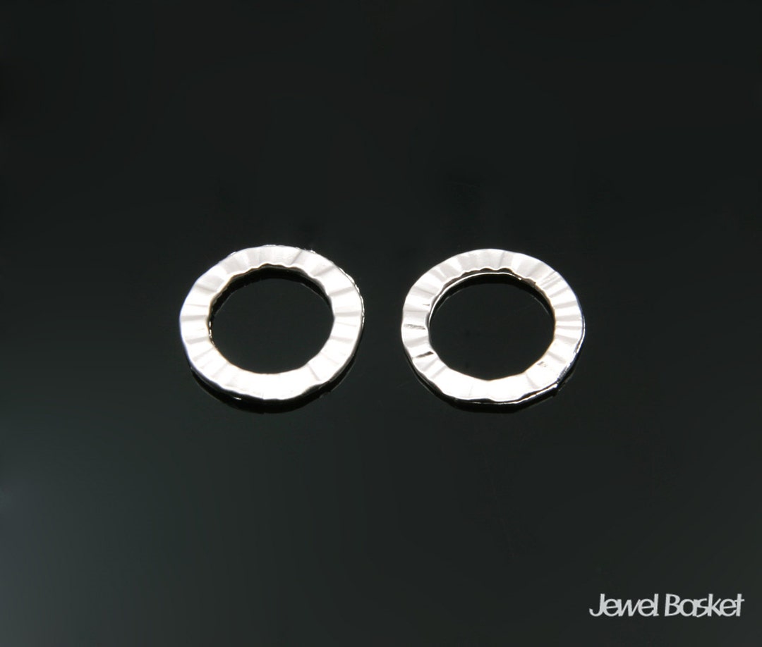 4pcs - Hammered Circle Connectors in Matte Rhodium / Round / Circle ...