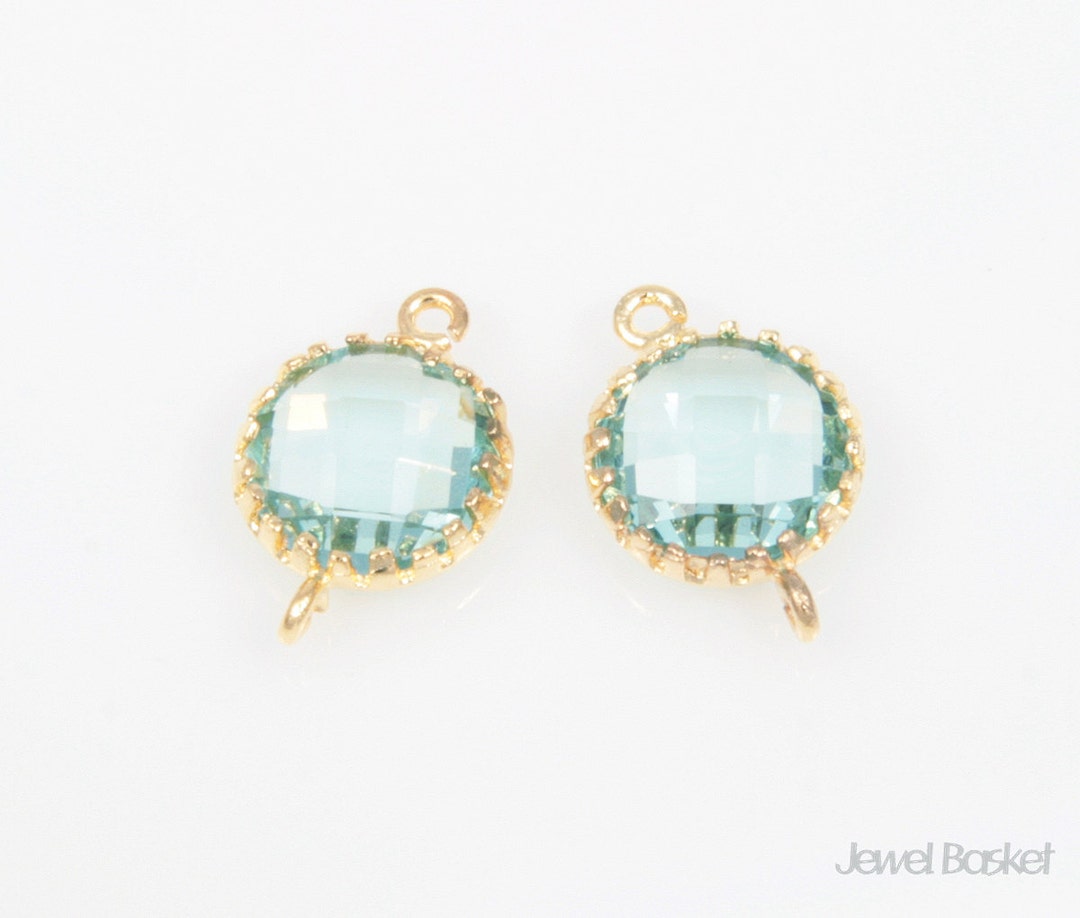 2pcs - Erinite Color and Gold Framed Glass Connector / Erinite / Green ...