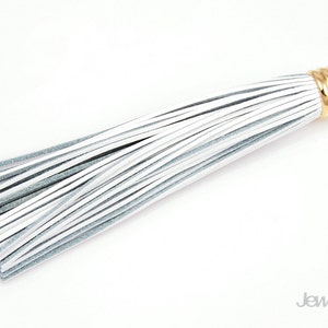 1pcs - White Color Genuine Leather Tassel With Gold Cap / White / 16k ...