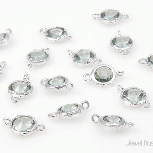 Charcoal Color and High Polished Silver Framed Round Connector / 7.5mm ...