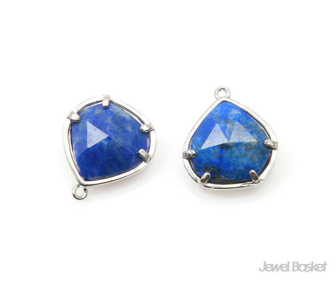 Lapis Stone and Gold Frame Pendant / 13.0mm X 15.0mm / - Etsy