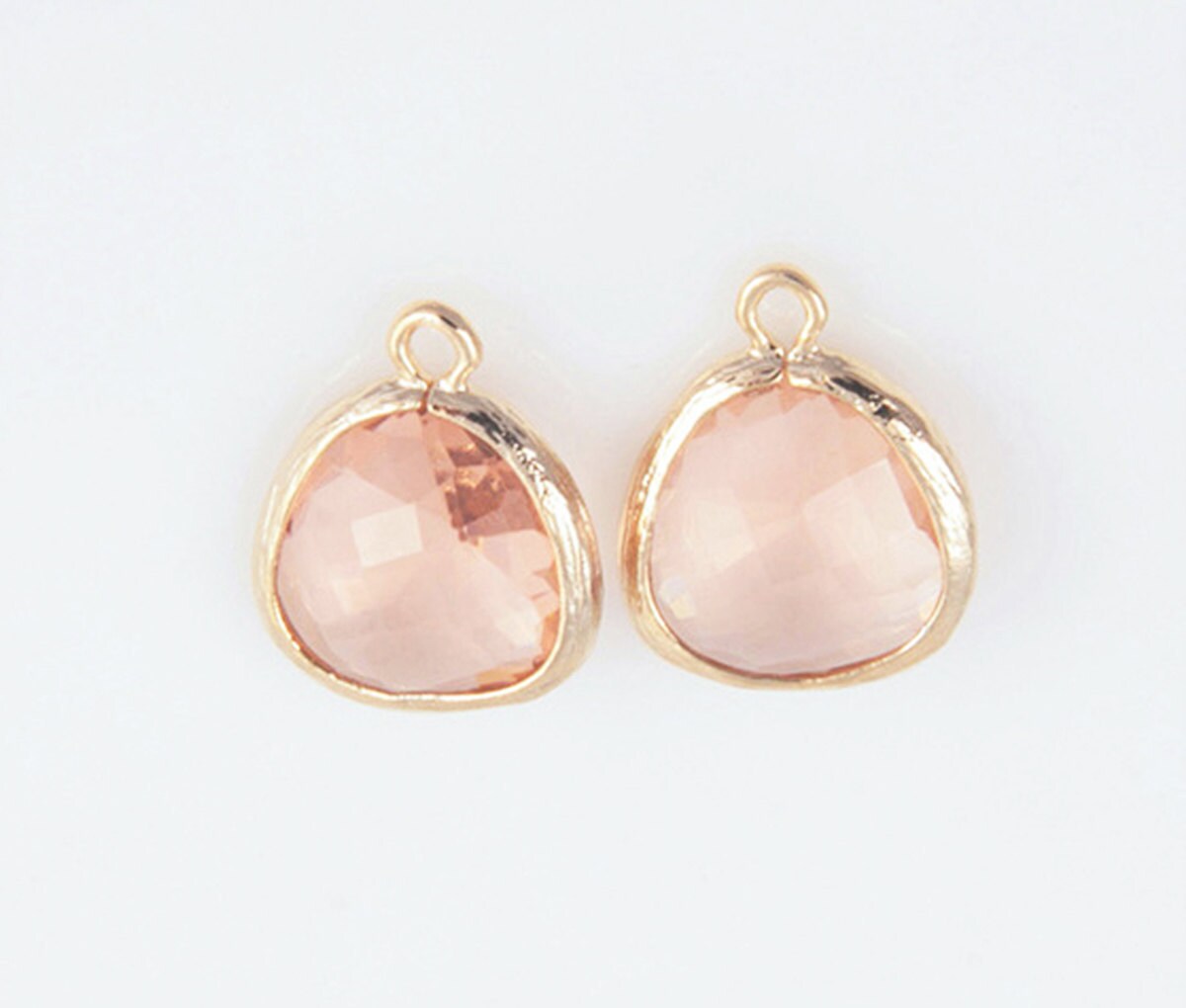 2pcs Light Peach Color and Gold Framed Glass Pendant / light | Etsy