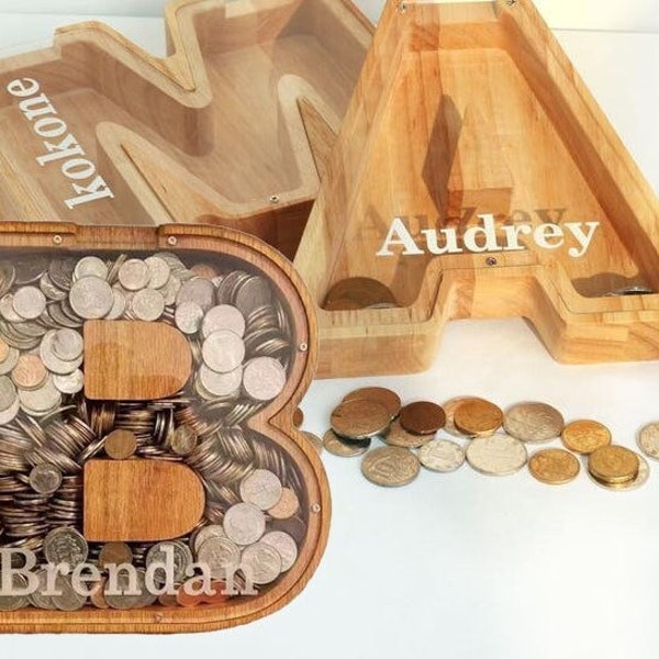 Wooden Letter Money Box - Etsy Australia