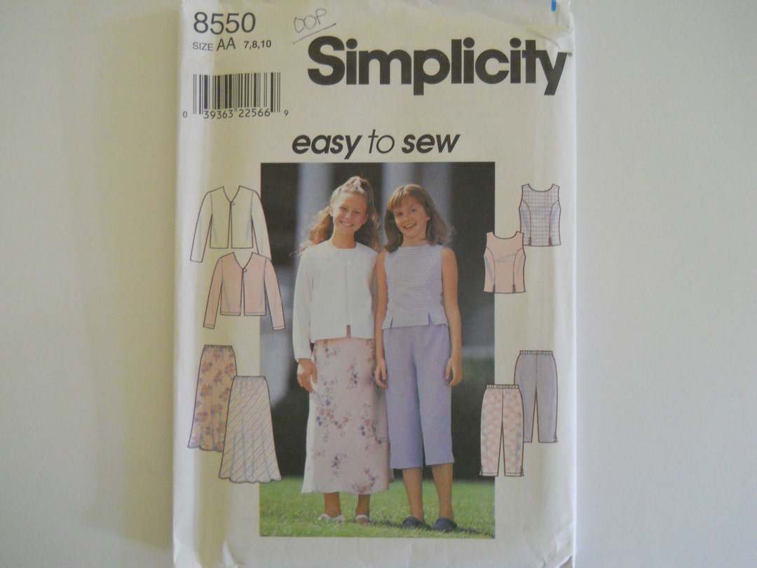 VINTAGE Simplicity 8550 Pattern Girls Top, Jacket, Skirt and Capris ...