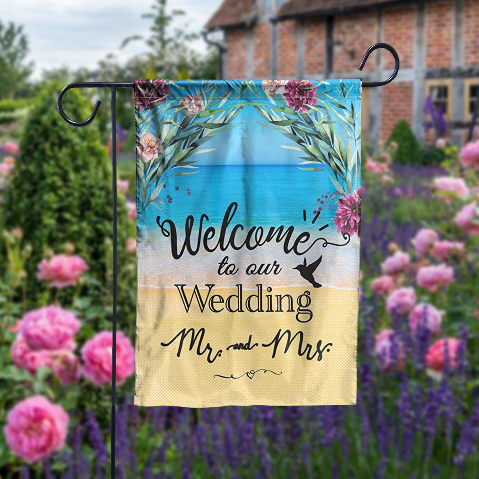 Welcome To Our Weeding Garden Flag, Beach Back Ground sold by Chieko ...