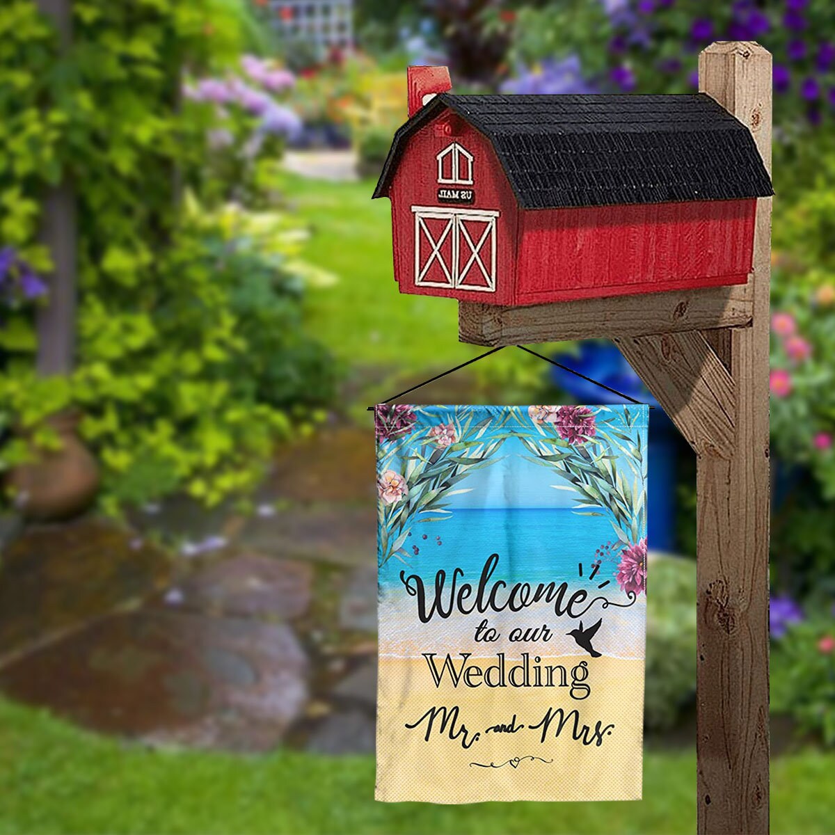 Welcome To Our Weeding Garden Flag, Beach Back Ground sold by Chieko ...