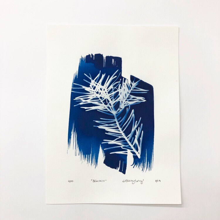 Cyanotype Art, Pine Tree, Forest Art, Mountain Art - Etsy