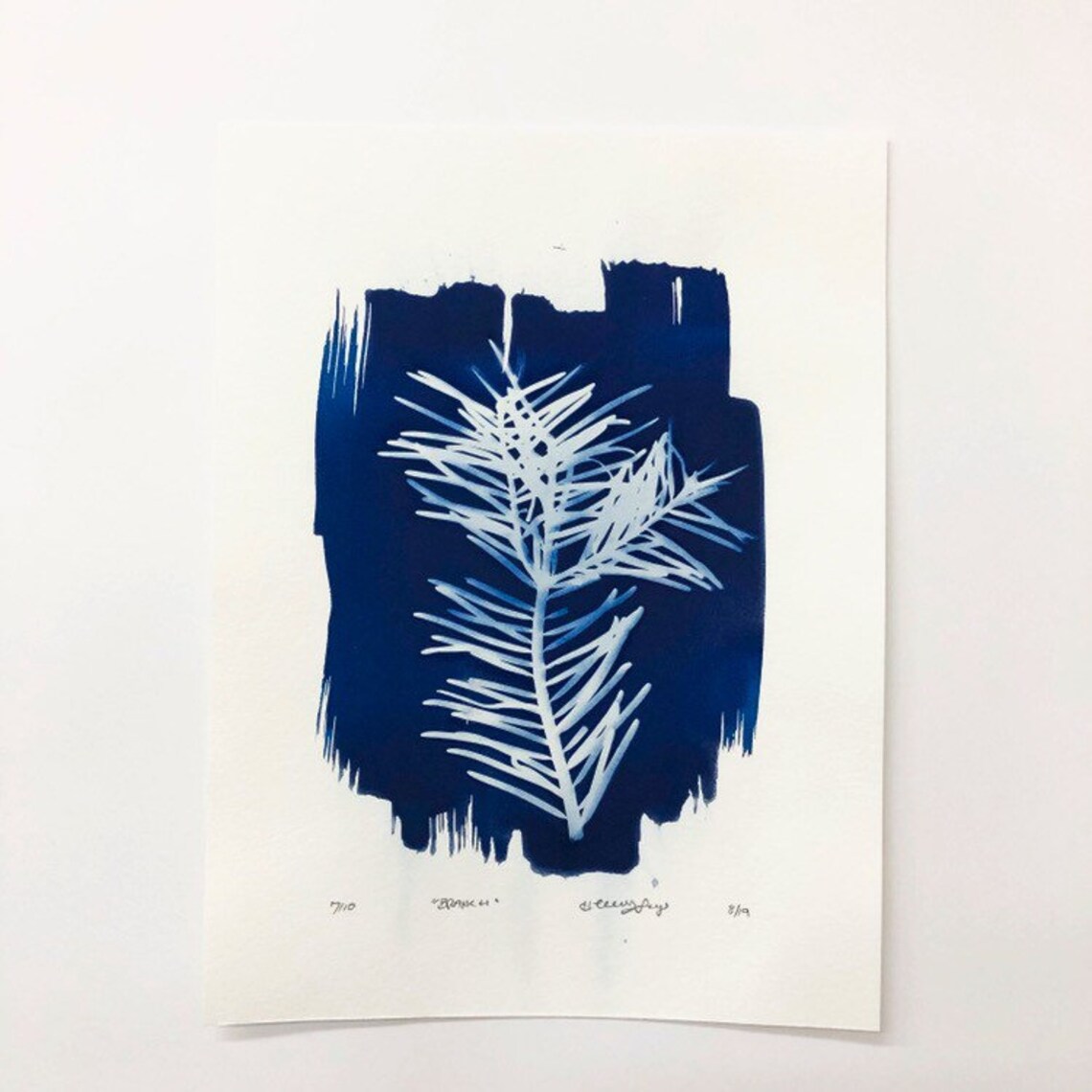 Cyanotype Art, Pine Tree, Forest Art, Mountain Art - Etsy
