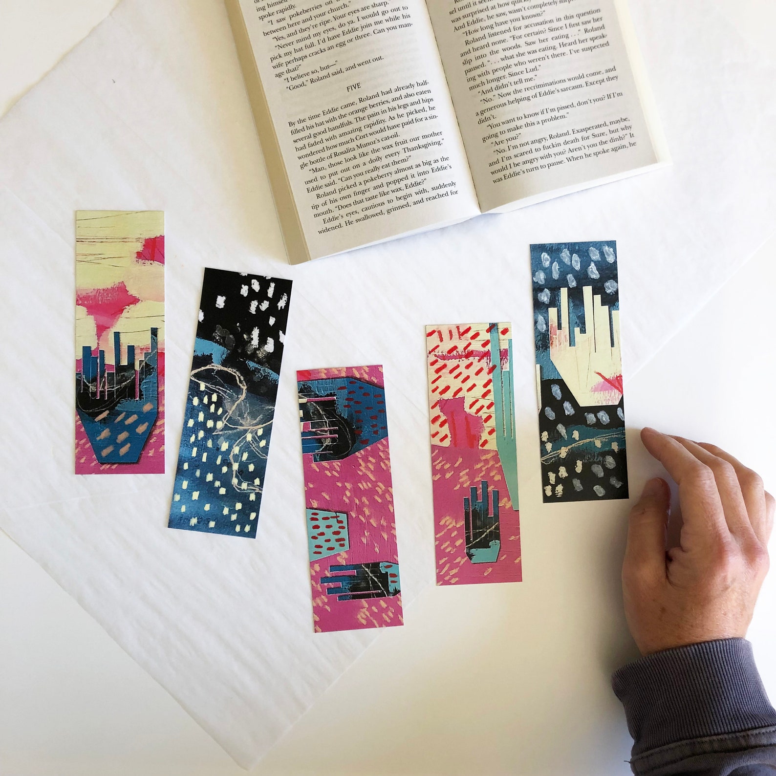 5 Pack Bookmarks, Recycled Paper Bookmarks, Set of 5 Embellished ...