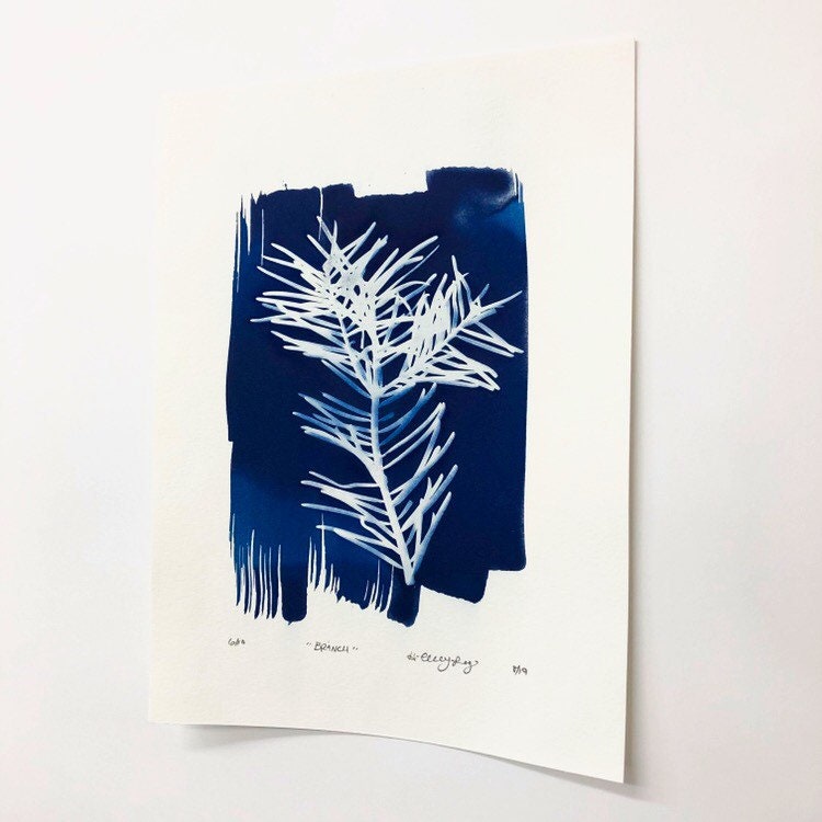 Cyanotype Art, Pine Tree, Forest Art, Mountain Art - Etsy
