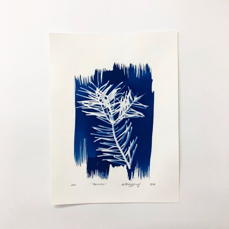 Cyanotype Art, Pine Tree, Forest Art, Mountain Art - Etsy