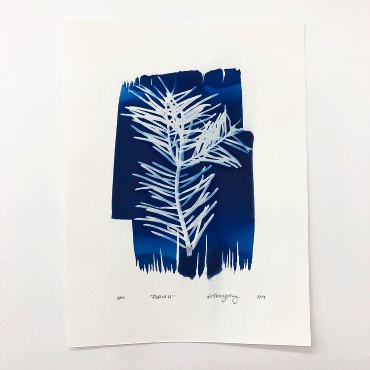 Cyanotype Art, Pine Tree, Forest Art, Mountain Art - Etsy