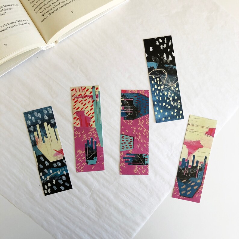 5 Pack Bookmarks, Recycled Paper Bookmarks, Set of 5 Embellished ...