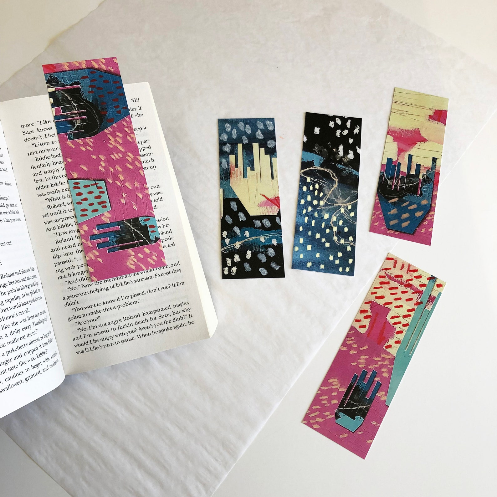 5 Pack Bookmarks, Recycled Paper Bookmarks, Set of 5 Embellished ...