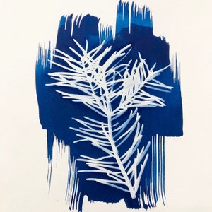 Cyanotype Art, Pine Tree, Forest Art, Mountain Art - Etsy