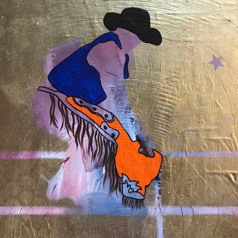 Abstract Cowboy Art Original Art on Canvas Mixed Media - Etsy.de