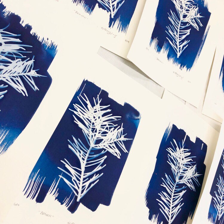 Cyanotype Art, Pine Tree, Forest Art, Mountain Art - Etsy