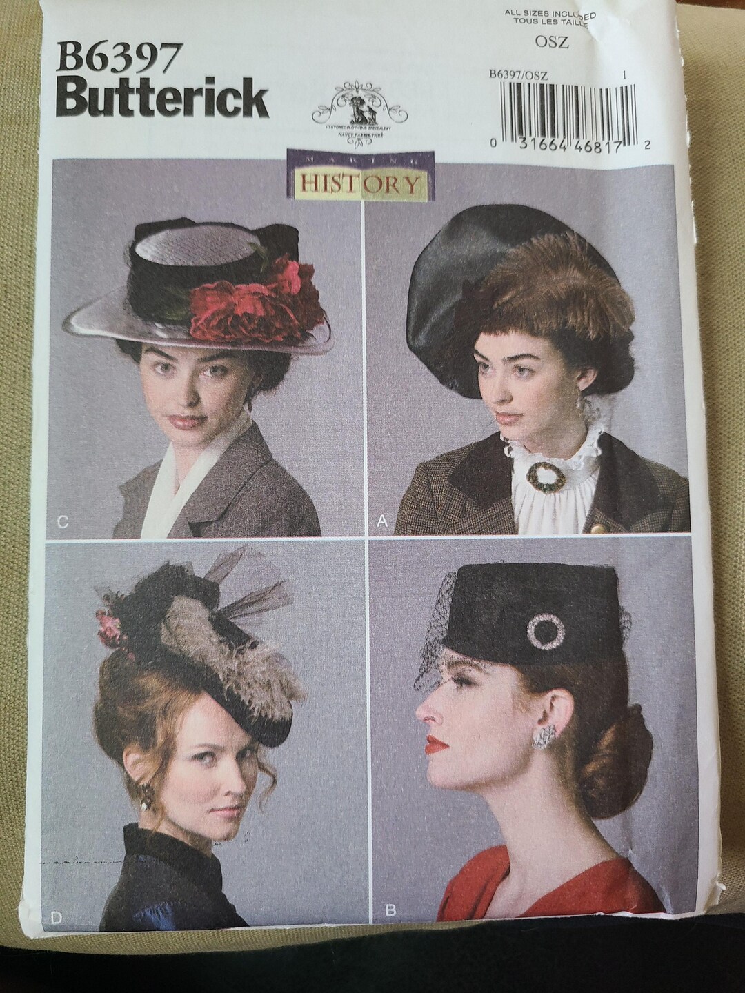 Butterick B6397 Ladies Hats Costume Sewing Pattern: Historical ...