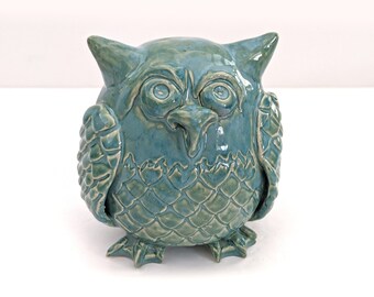 Blue Green Owl | Etsy