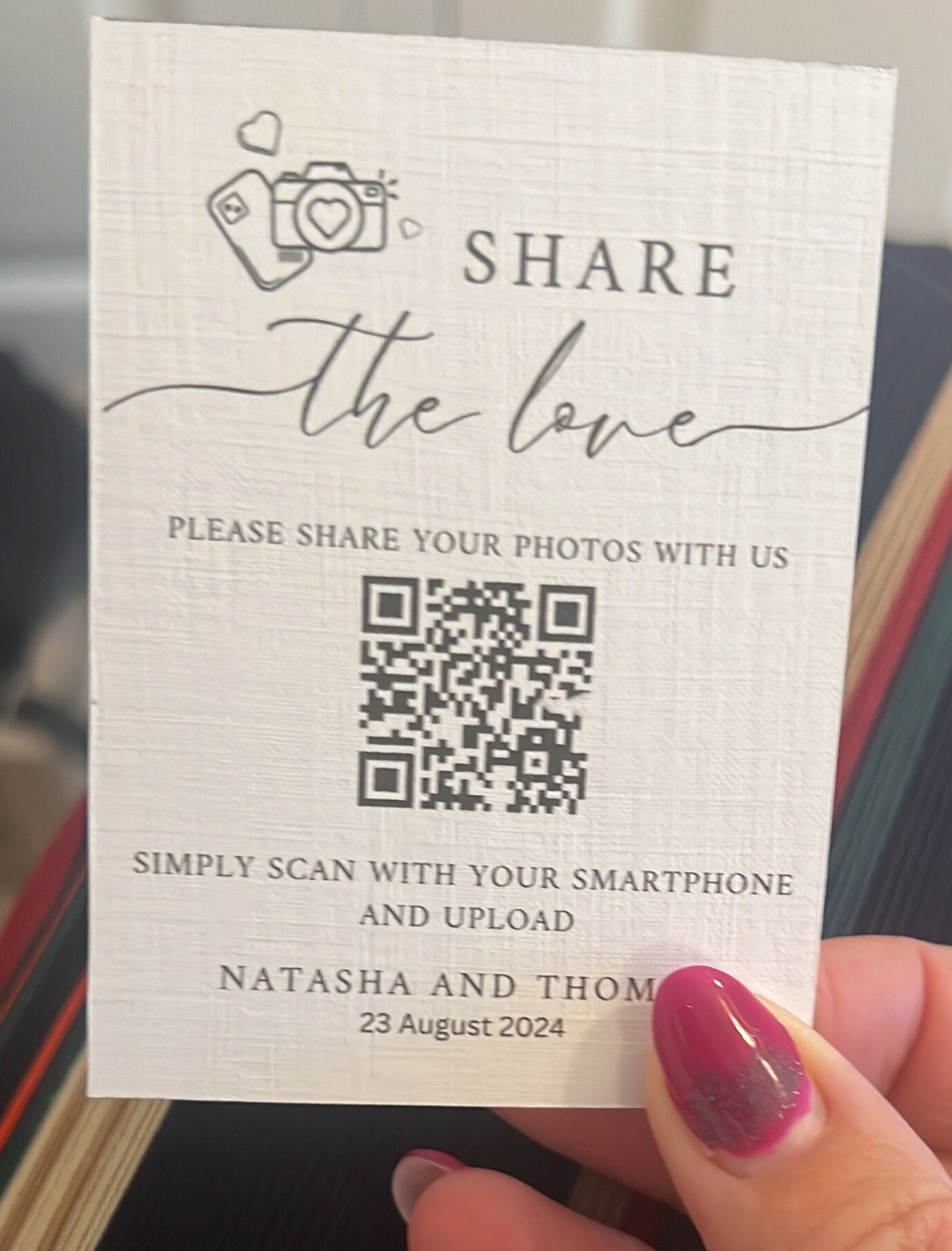 Wedding - Share the Love, QR Code Photo Card - Etsy