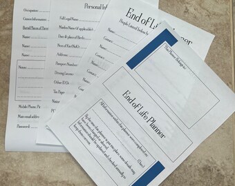 A5 PDF Printable End of Life Planner, Personal & Beneficiary ...