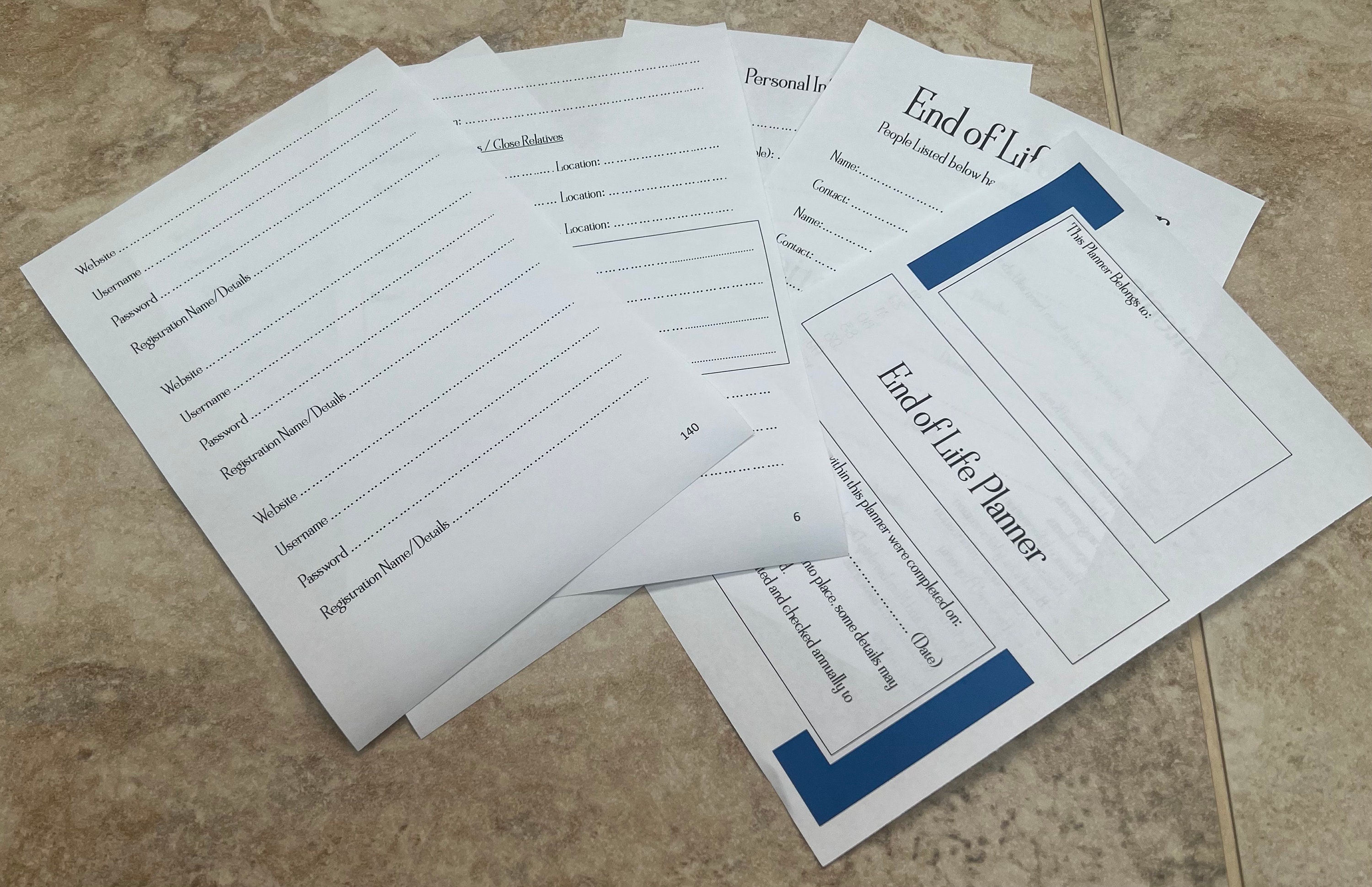 A5 PDF Printable End of Life Planner, Personal & Beneficiary ...