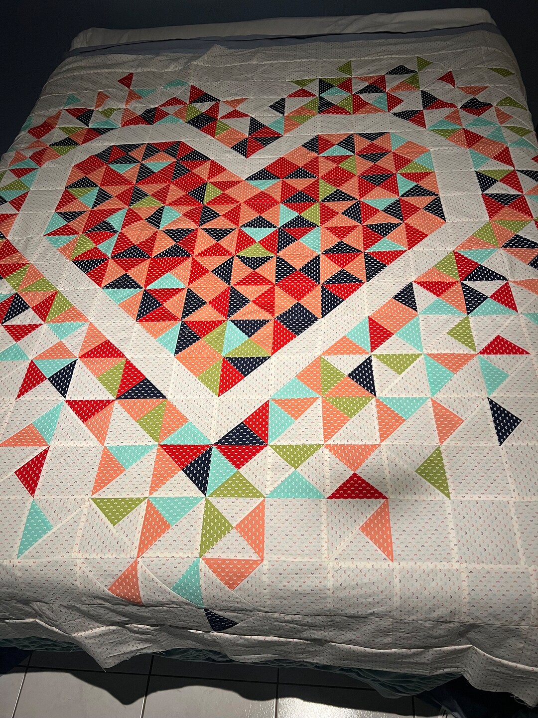 Exploding Heart Queen Full Size Rainbow Pieced Quilt - Etsy