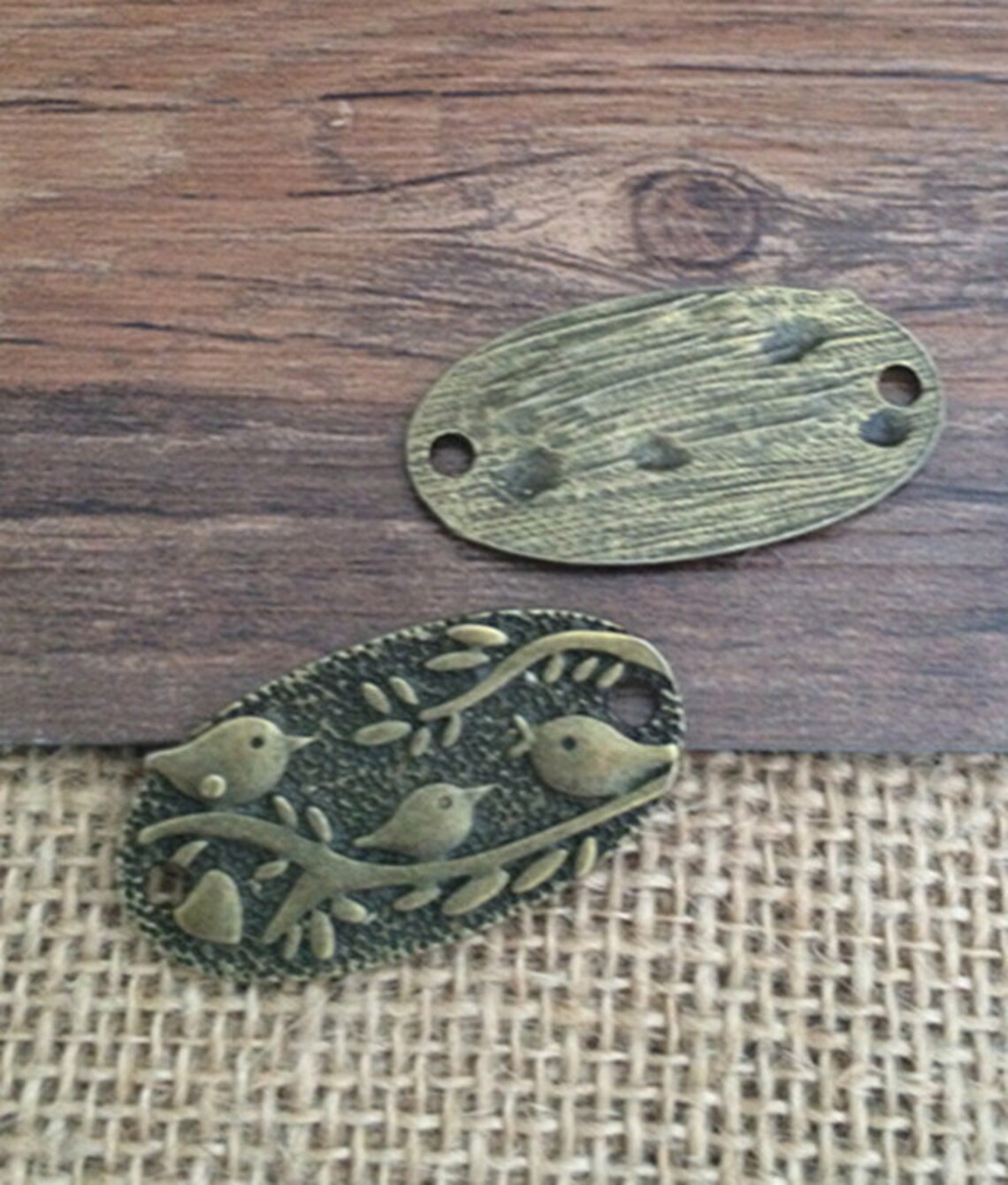 8pieces 3717mm Oval Bird Double Loops Charm Antique Bronze - Etsy