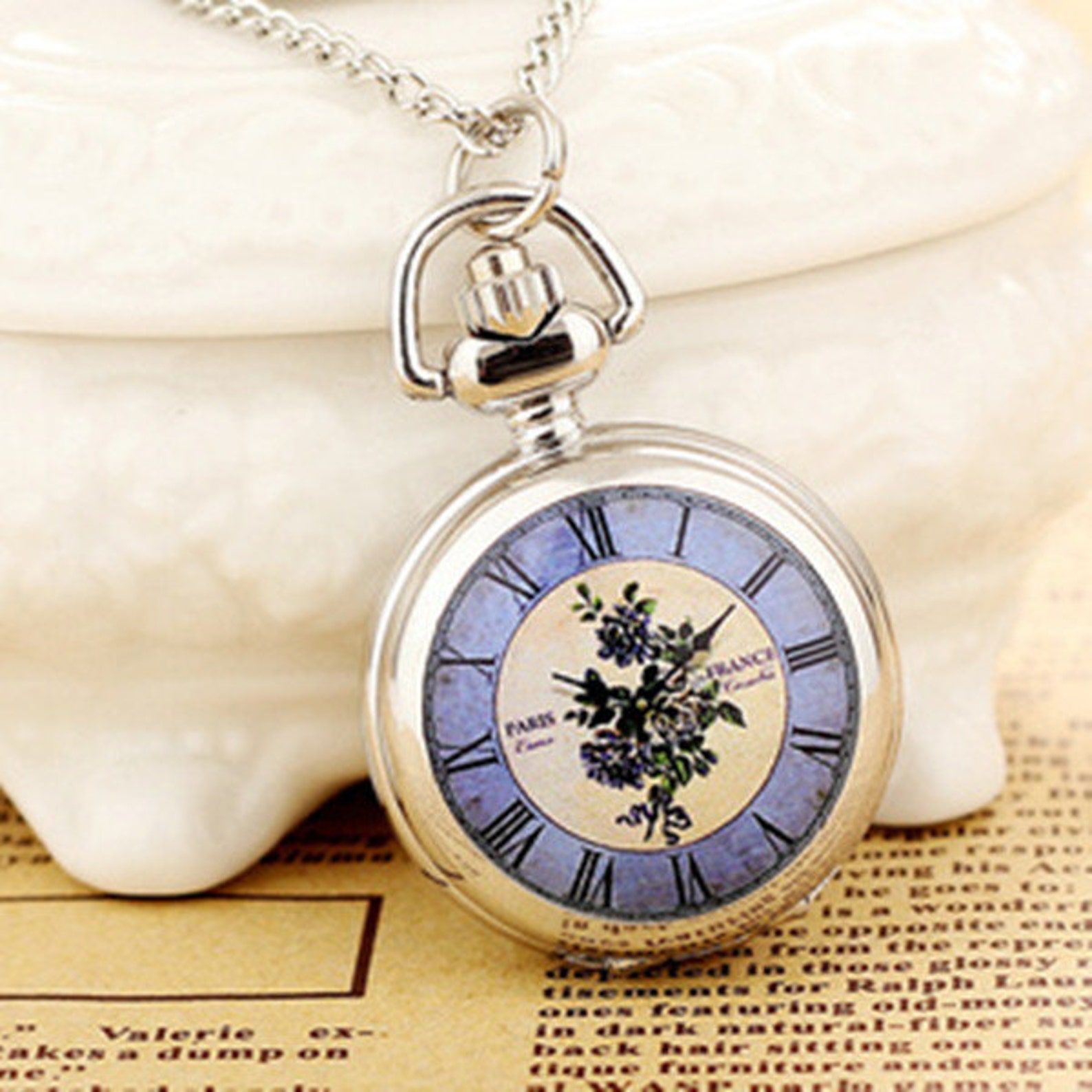 1pcs Small Blue Flower Pocket Watch Charms Pendant 25mmx25mm AA203 - Etsy