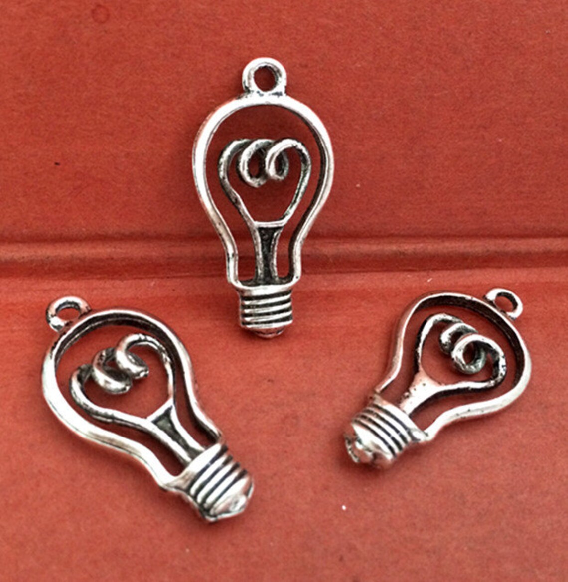 12pcs 38 X 21mm Light Bulb Charm - Antique Silver Charm Pendant Jewelry ...