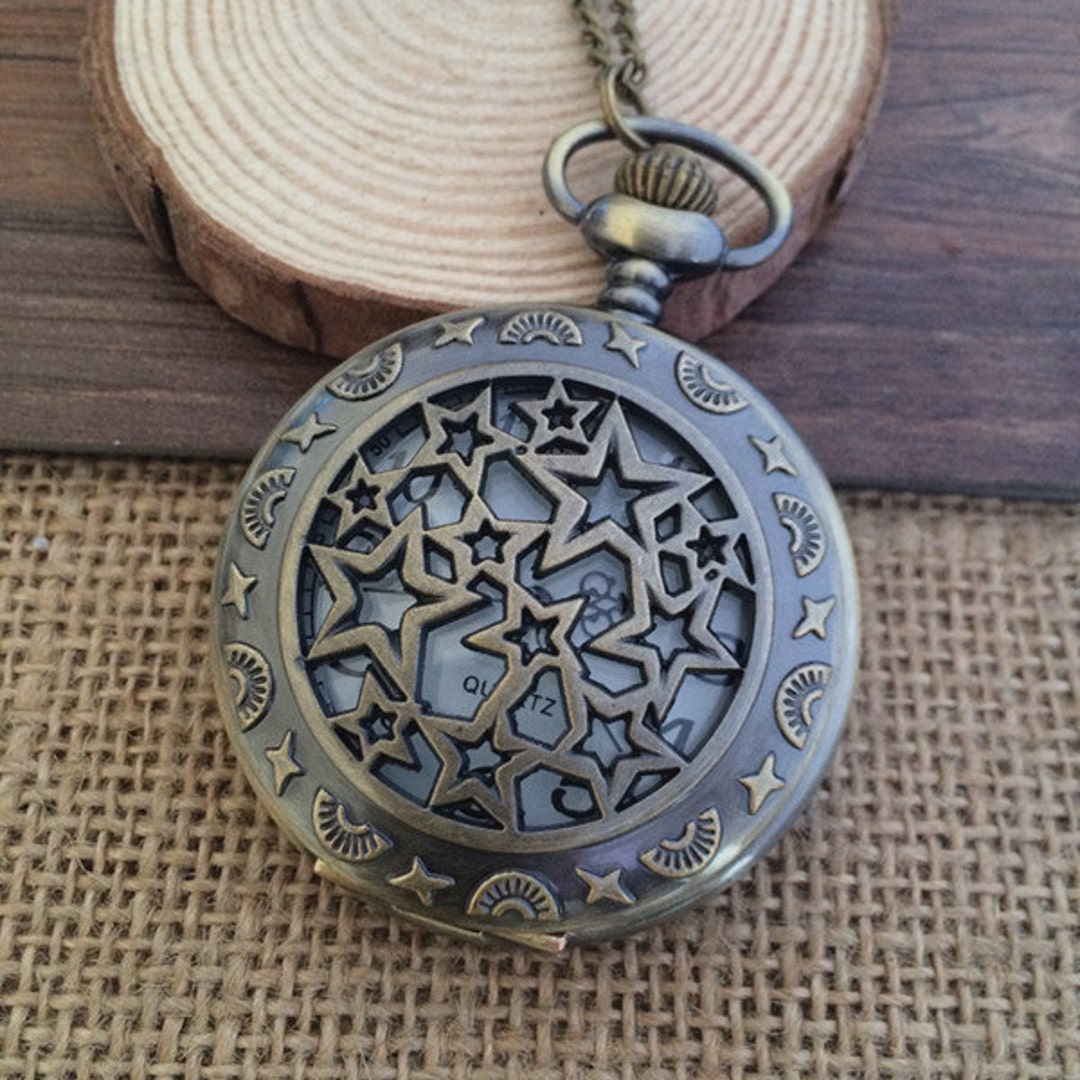 1pcs 45mmx45mm Bronze Star Pocket Watch Charms Pendant PW066 - Etsy