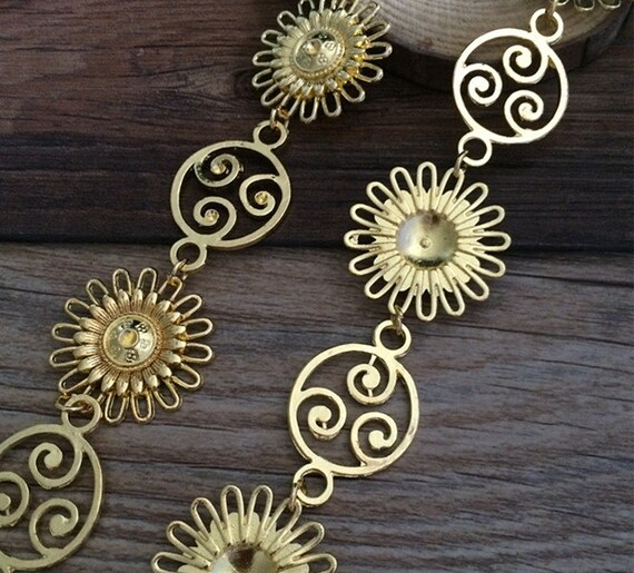 1m Antique Gold Chain Flower Chain | Etsy