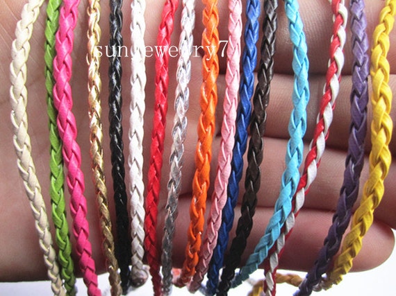 50pcs 7 9inch adjustable mixed colors 16 colors braided leather cord bracelet 3.0mm