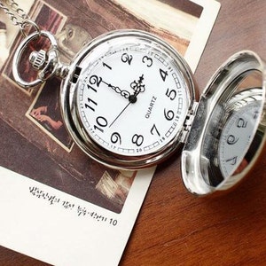 1pcs 25mmx25mm Silver Color Cute Cat Pocket Watch Charms Pendant PW184 ...