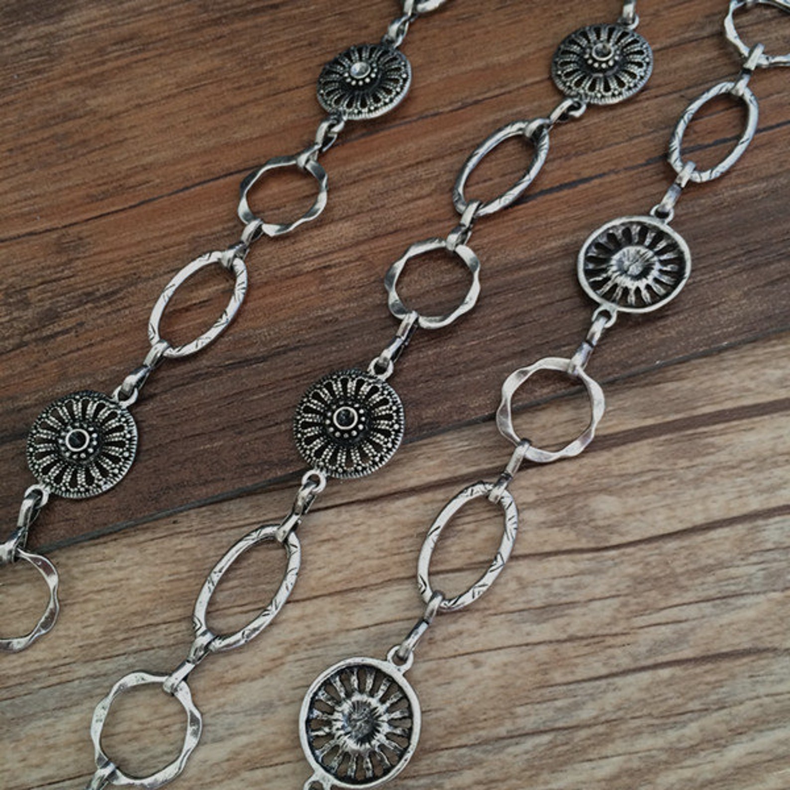 1m antique silver Chain flower chain | Etsy