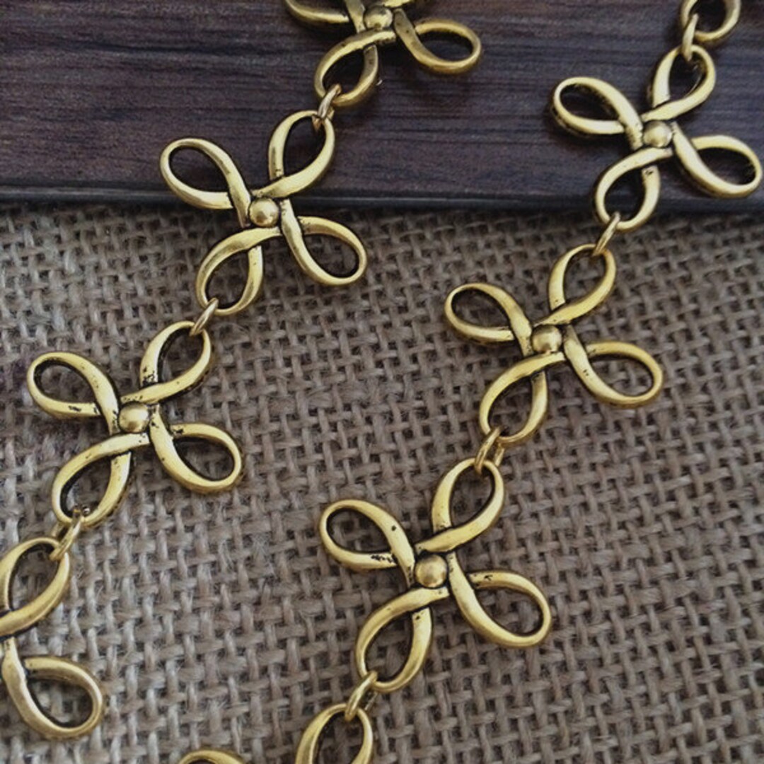 1m Antique Gold Necklace Chain Flower Chain for Jewelry Making - Etsy