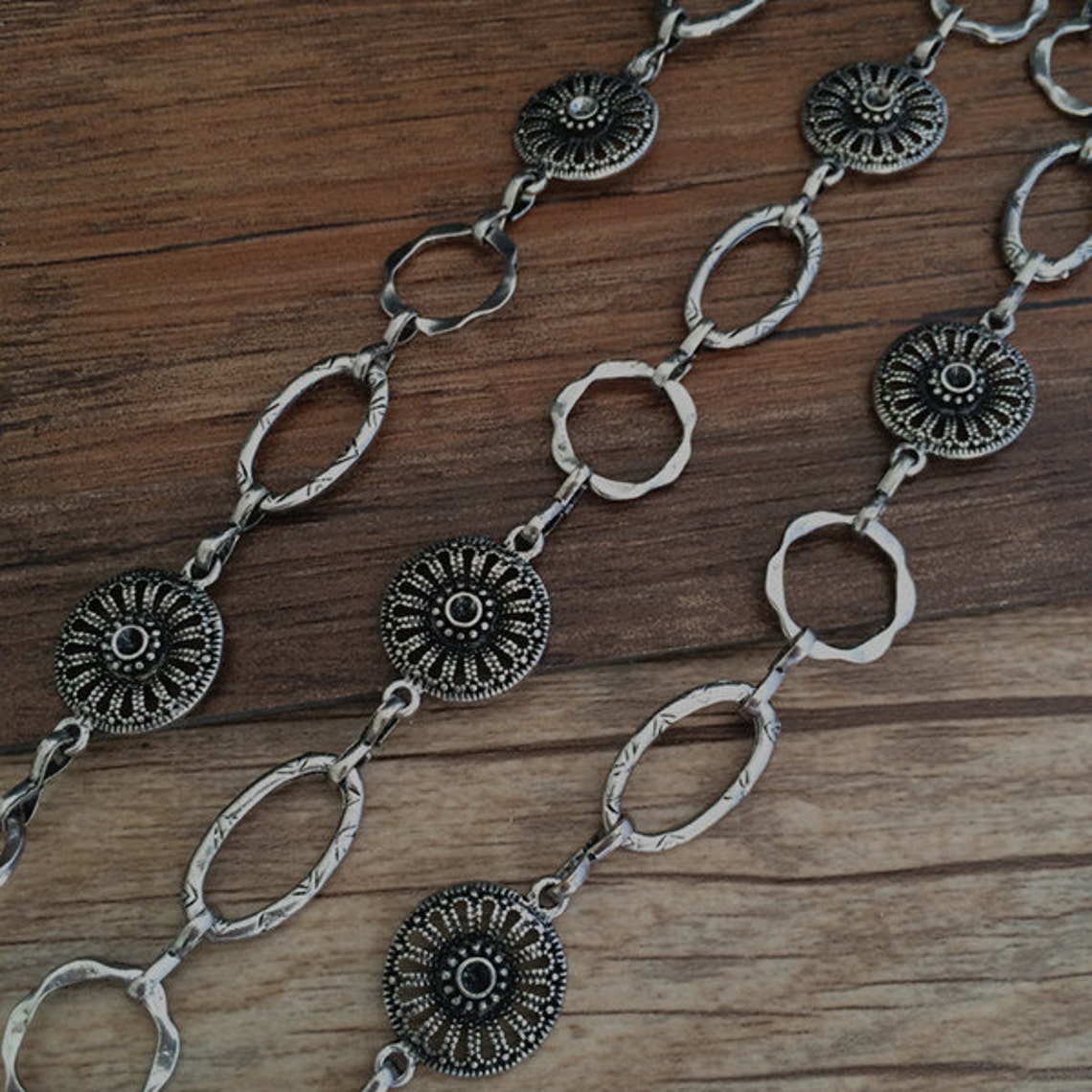 1m Antique Silver Chain Flower Chain - Etsy