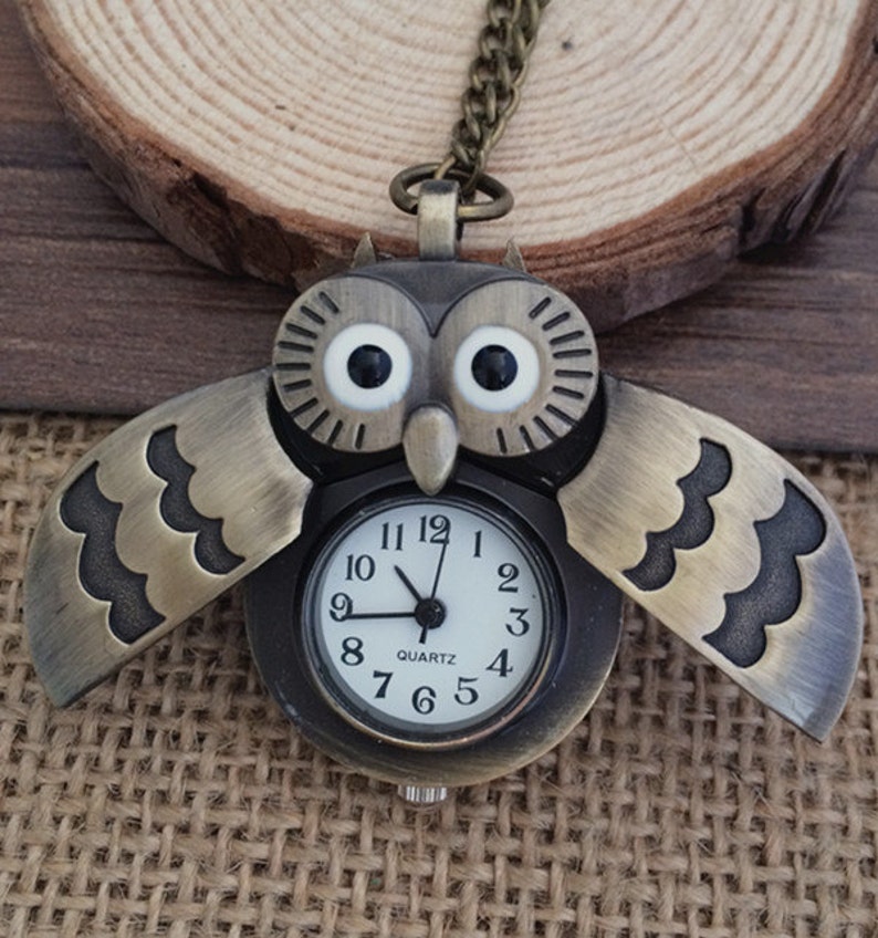1pcs 20mmx30mm Bronze Owl Pocket Watch Charms Pendant PP09 - Etsy