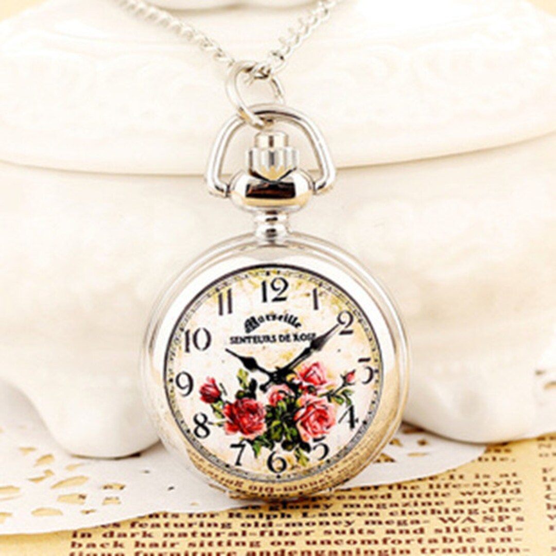 1pcs Small Flower Pocket Watch Charms Pendant 25mmx25mm AA203 - Etsy