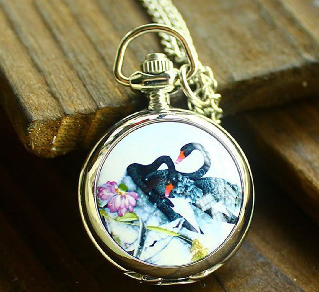 1pcs Swan Pocket Watch Charms Pendant 25mmx25mm - Etsy