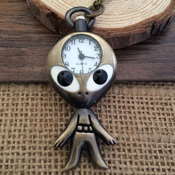 1pcs 36x49mm Antique Bronze Aliens Pocket Watch Charms Pendant - Etsy