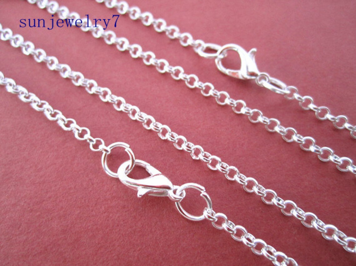 15pcs of 50cm 2mm Silver Color Round Necklace Chain With | Etsy