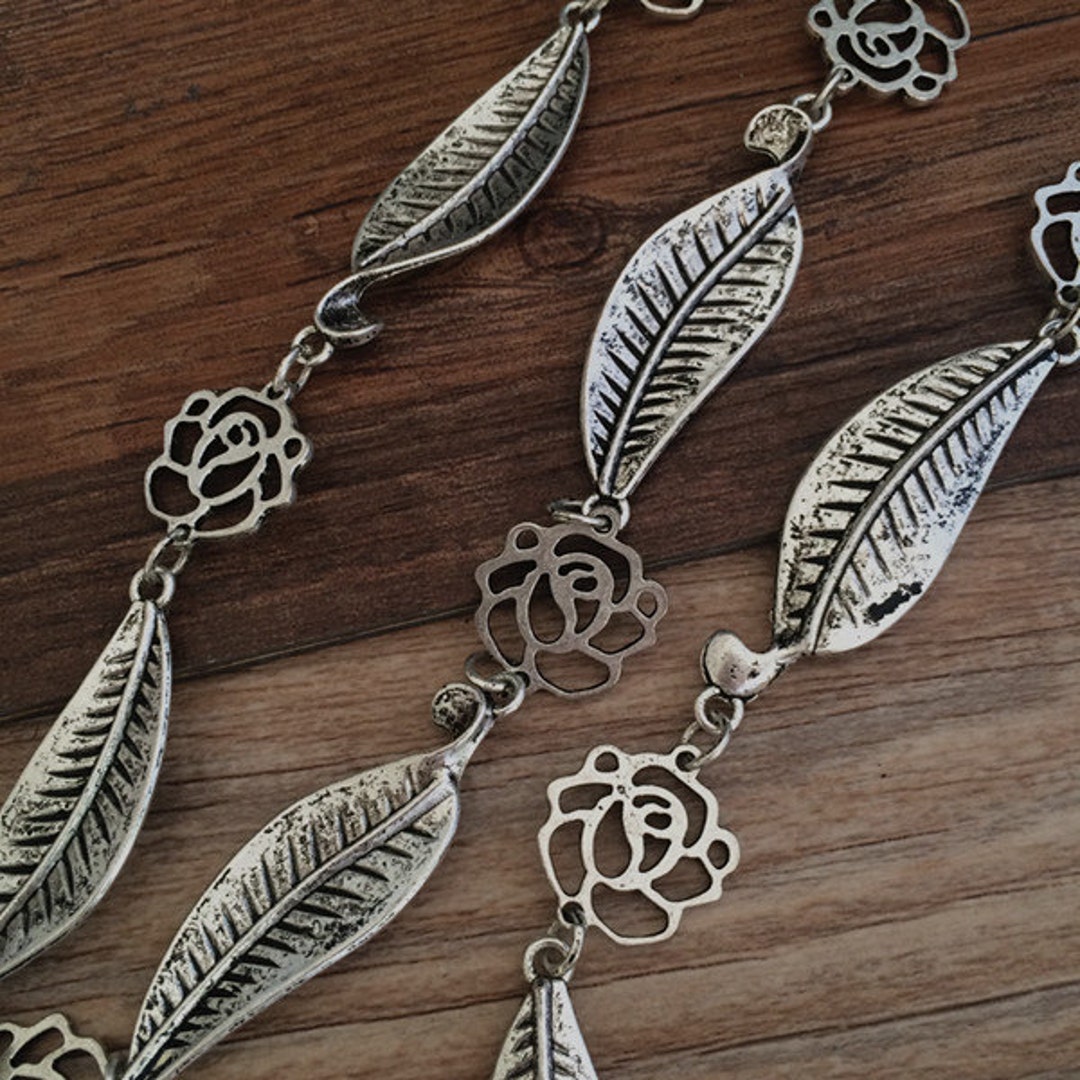 1m Antique Silver Chain Flower Chain - Etsy Hong Kong