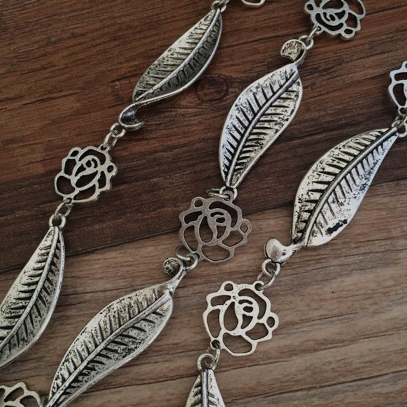 1m antique silver Chain flower chain | Etsy
