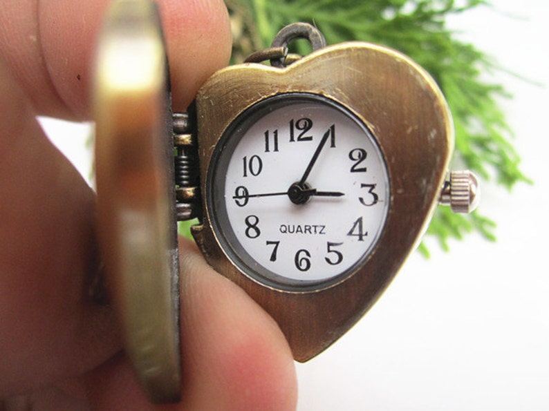 1Pcs 29mmx26mm Bronze color heart locket pocket watch charms | Etsy