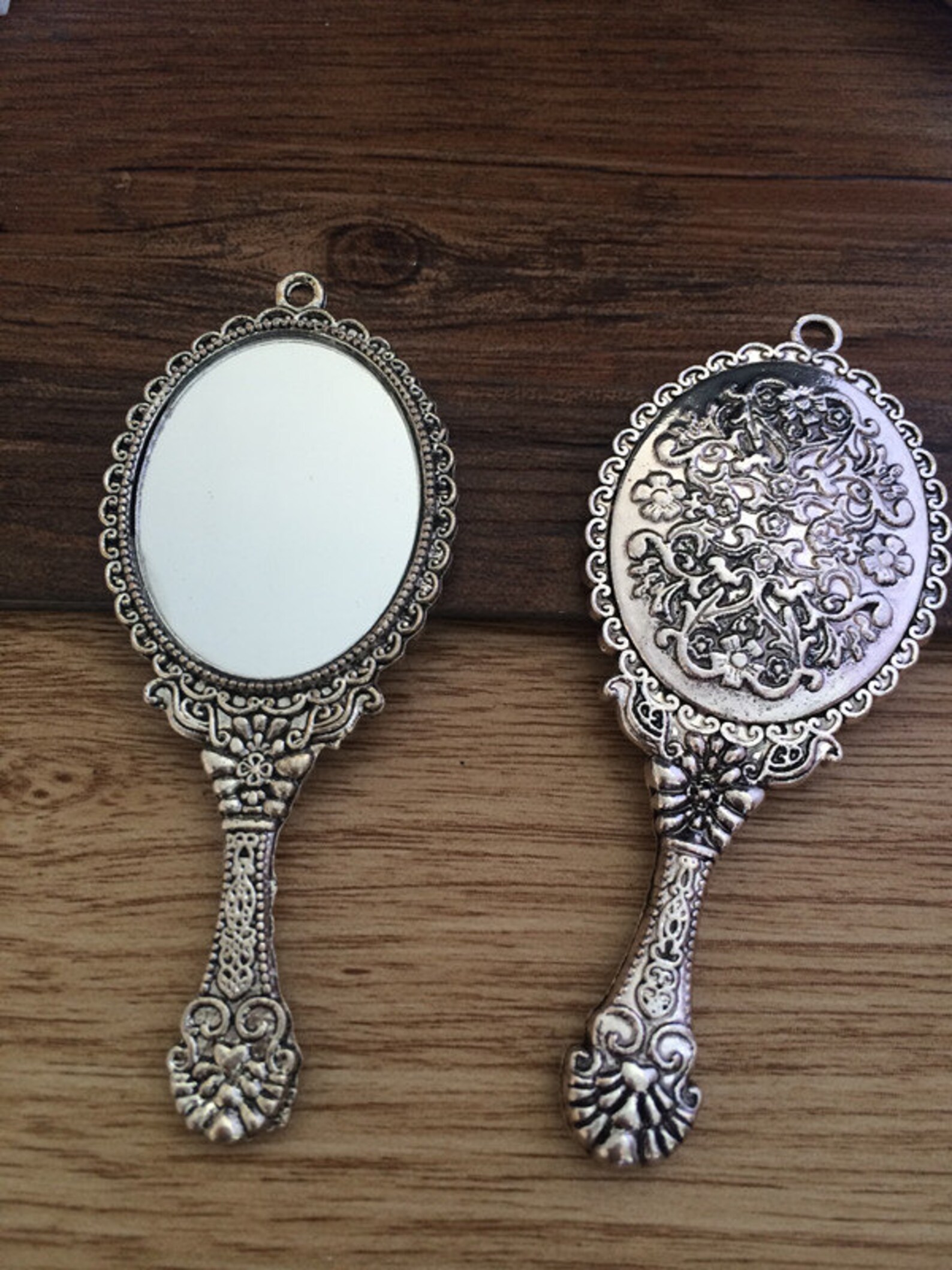 5pieces 73x30mm Mirror Charms Antique Silver Charm Pendant - Etsy