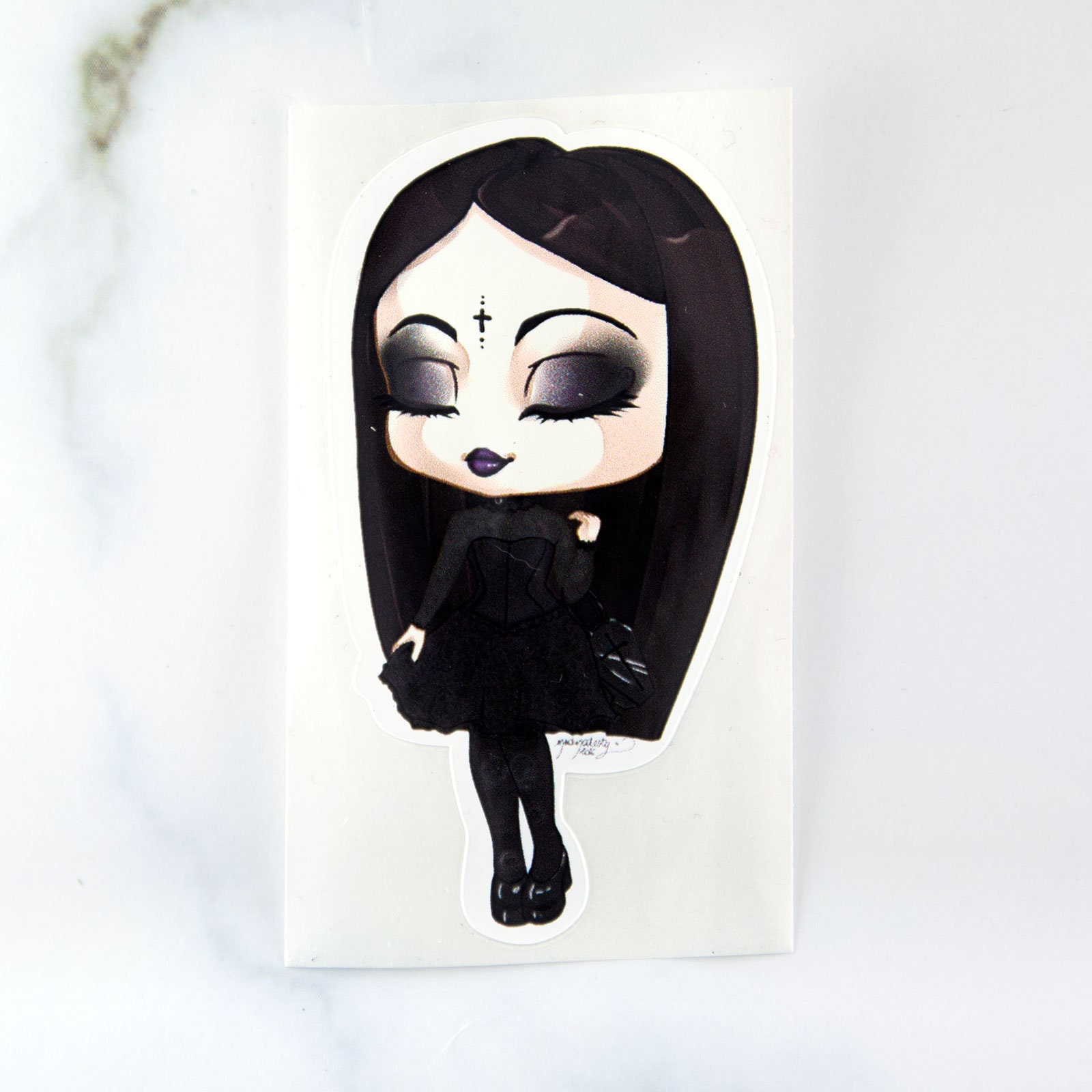 Cute Chibi Elegant Goth Girl Sticker Art - Classic Gothic Lady Fashion ...