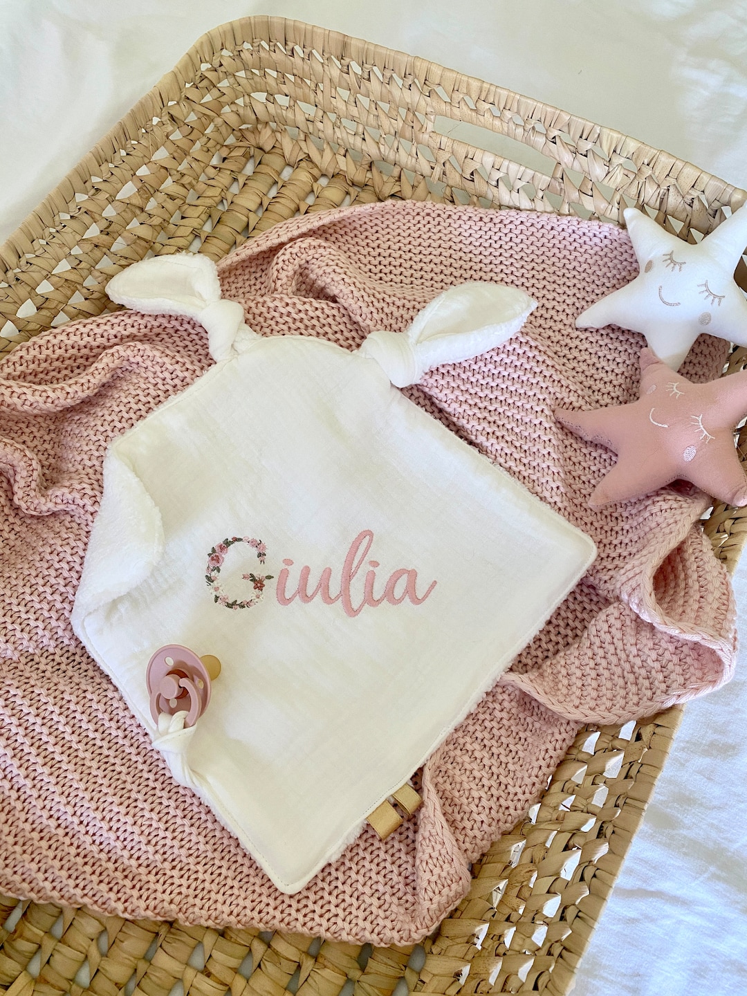 GIULIA Rabbit Ears Comforter GAZE White / Sherpa Milk Back - 27 Cm X 27 ...