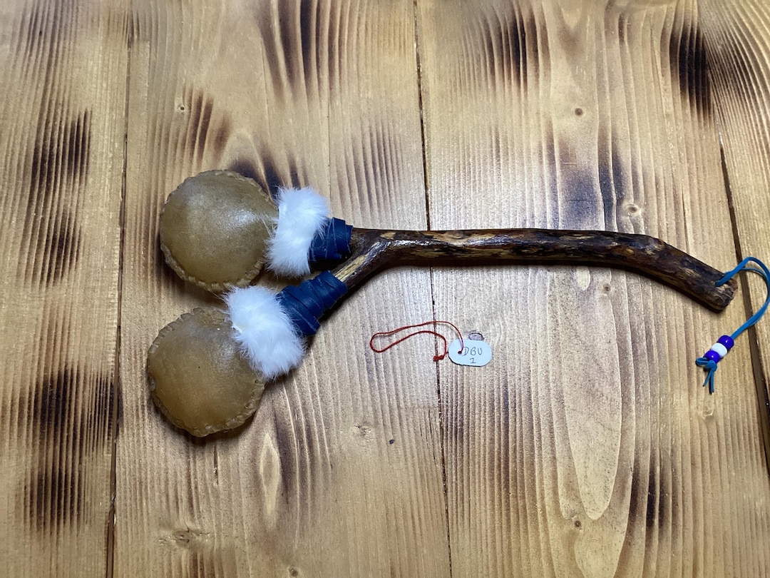 Double Buffalo Rawhide Rattle -native American Inspired - Shaman ...